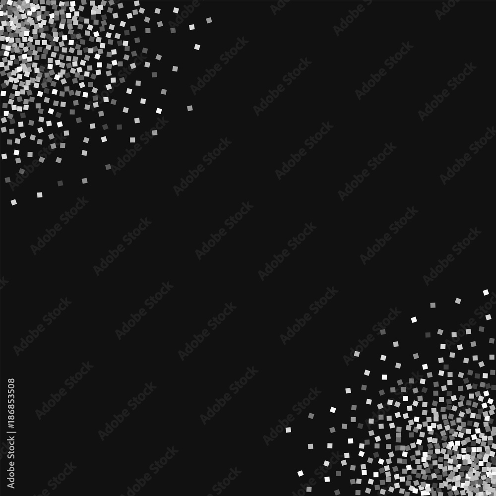 Silver glitter. Frame corners with silver glitter on black background ...