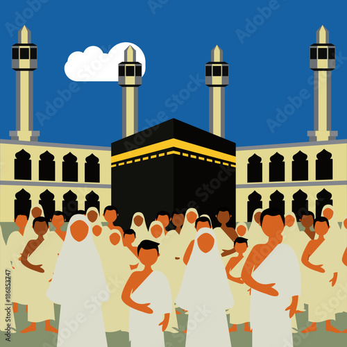 Muslim pilgrims perform Hajj / Umrah (pilgrimage to Mecca) around Kaaba ...