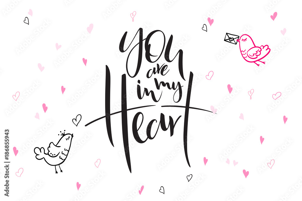 vector hand lettering valentine's day greetings text - you are in my ...