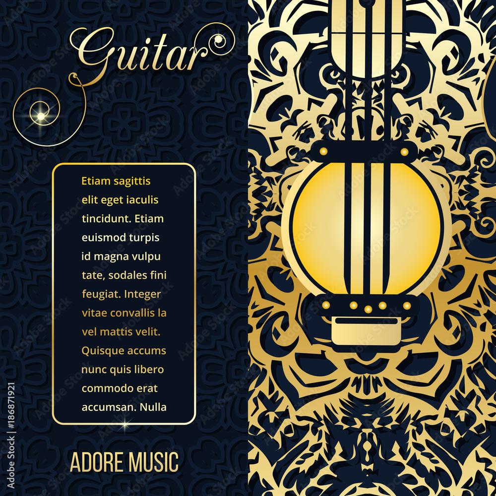 Musical logo for information and promotion. on decorated background ...