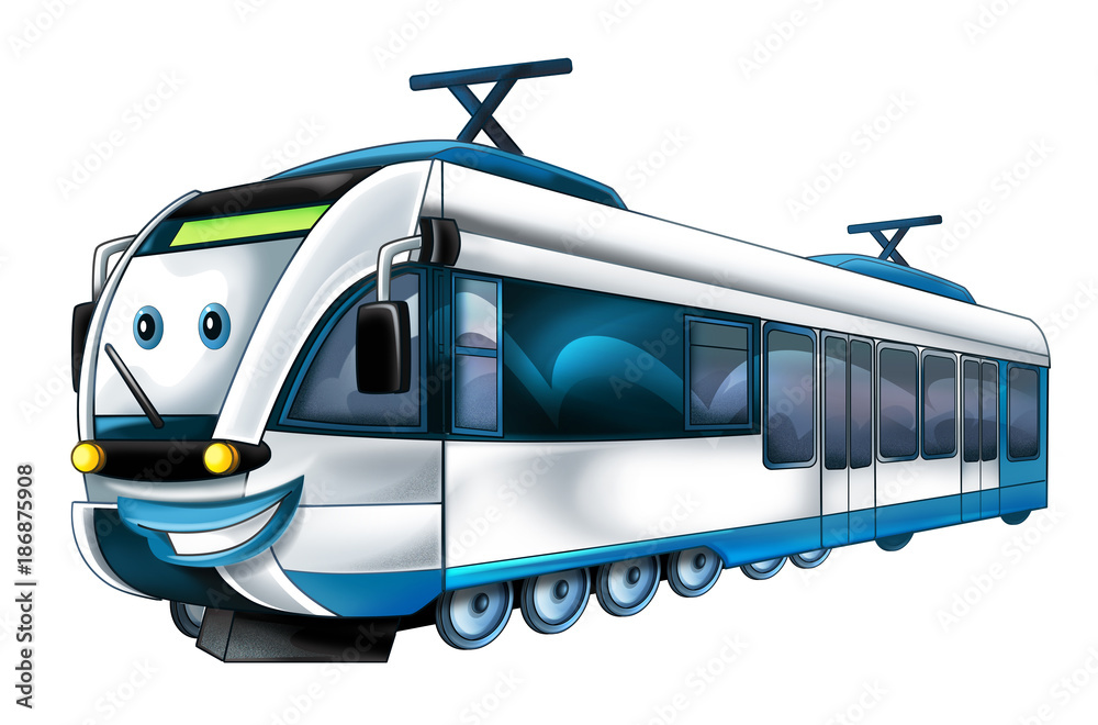cartoon funny looking fast train illustration for children Stock ...