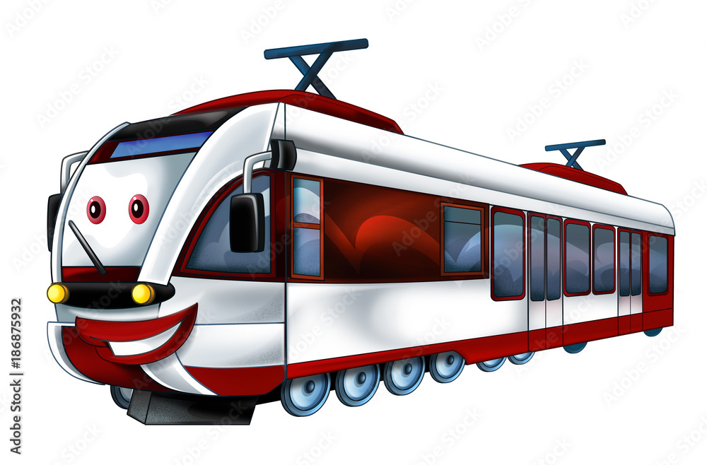 cartoon funny looking fast train illustration for children Stock ...