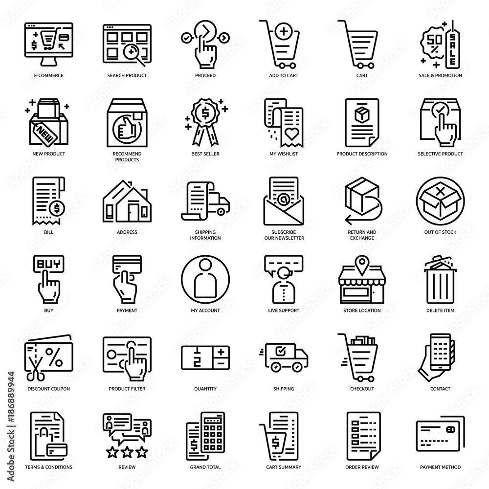 E-commerce website icon set Stock Vector | Adobe Stock