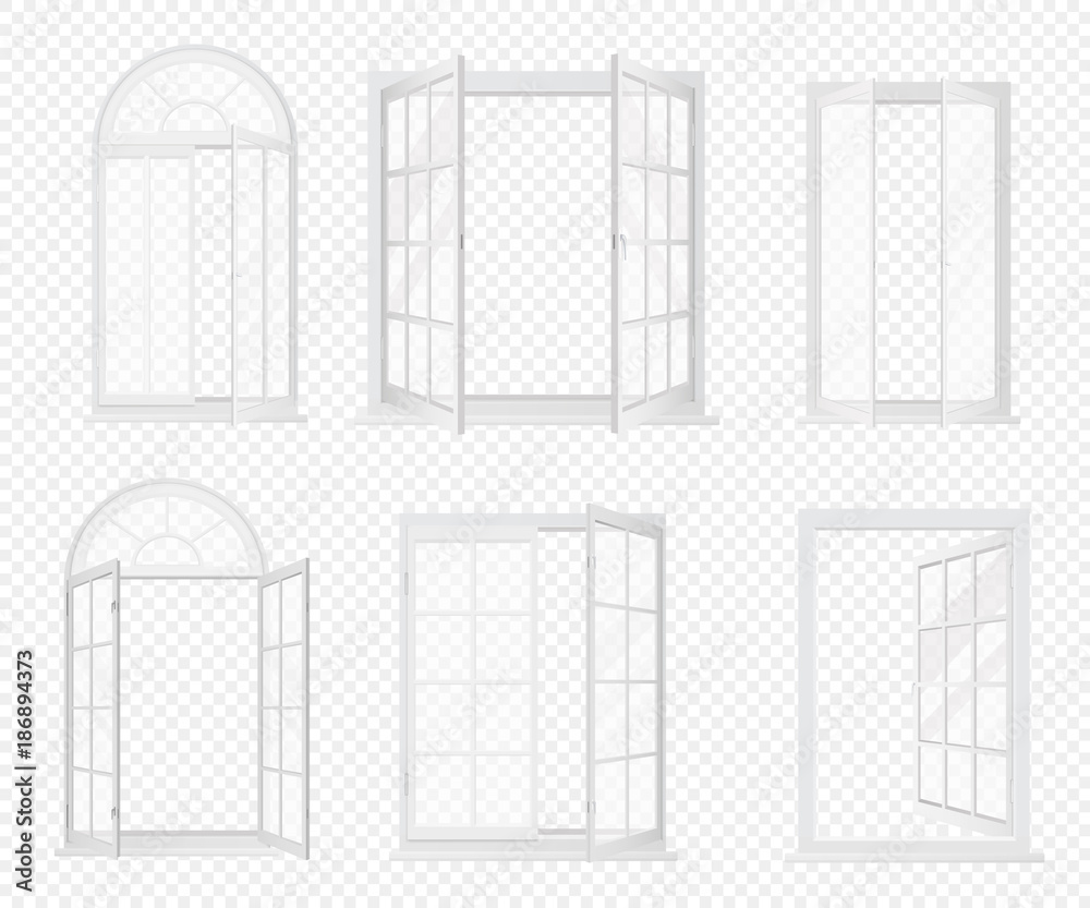 Vector set of realistic windows isolated on the alpha transperant ...