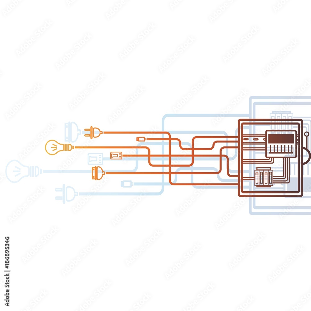 Electrical panel, switch with wires, electric meter in box on white ...