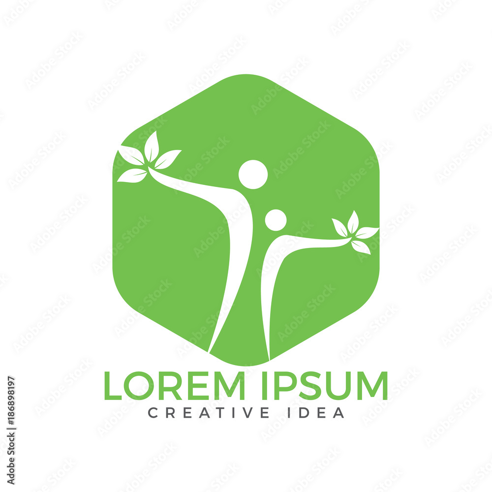 Human friendship and bonding logo design. Human health and nature sign ...