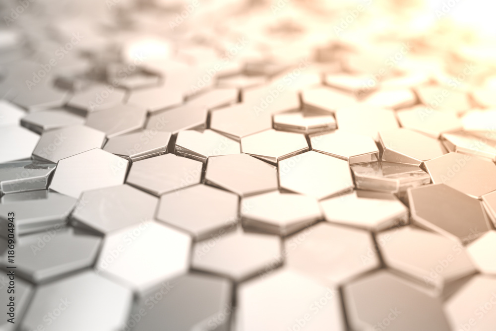 Futuristick abstract hexagonal background with depth of field effect ...