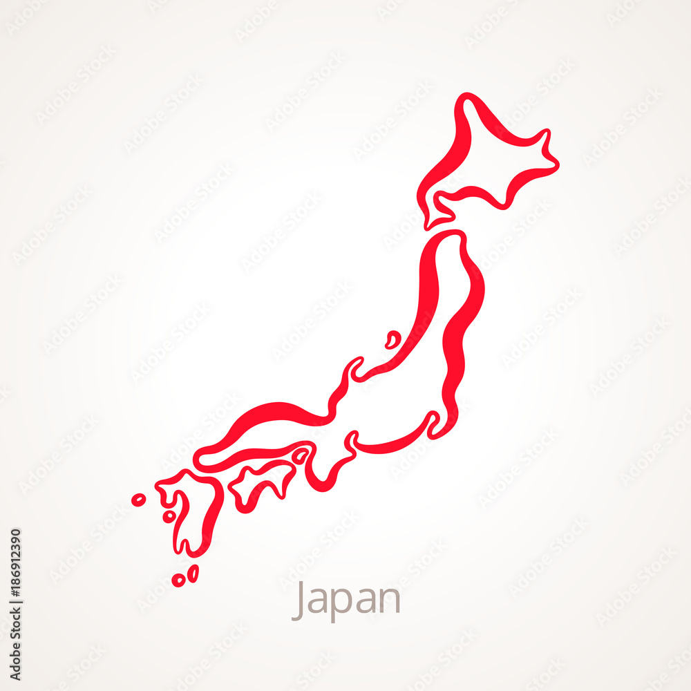 Japan - Outline Map Stock Vector | Adobe Stock