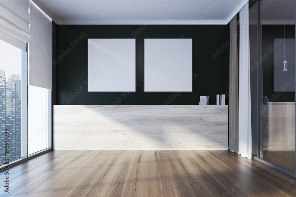 Empty black room, square posters Stock Illustration | Adobe Stock