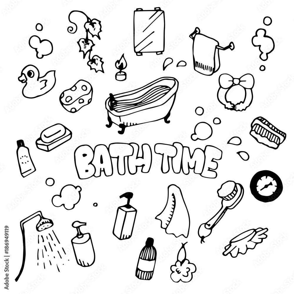 Bath Time Illustration Pack Stock Vector | Adobe Stock