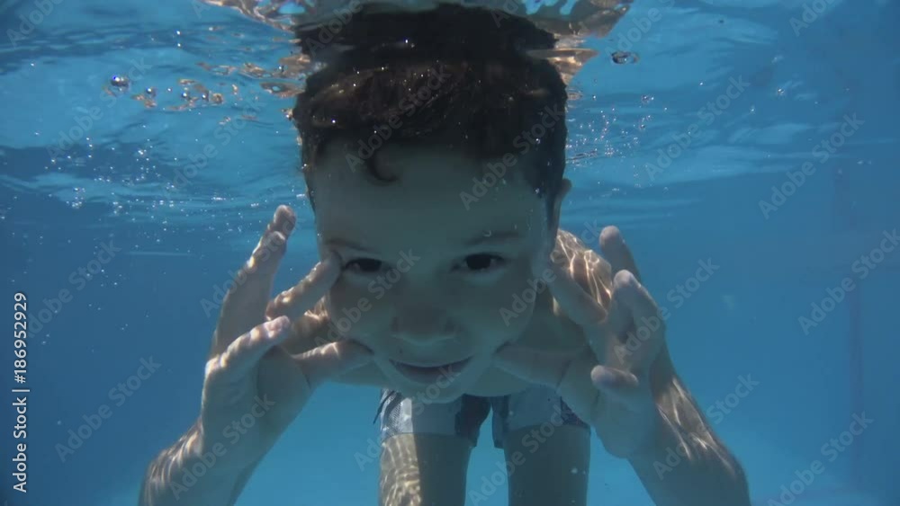 Little Boy doing funny faces, diving & Playing in Swimming Pool - For ...