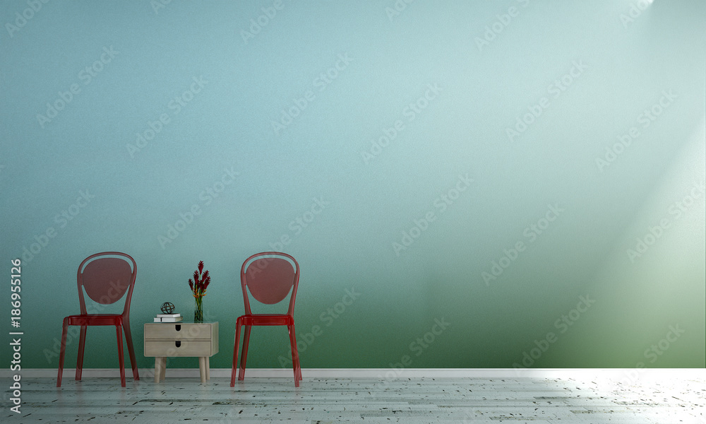 The lounge chairs and living room interior design and wall texture ...