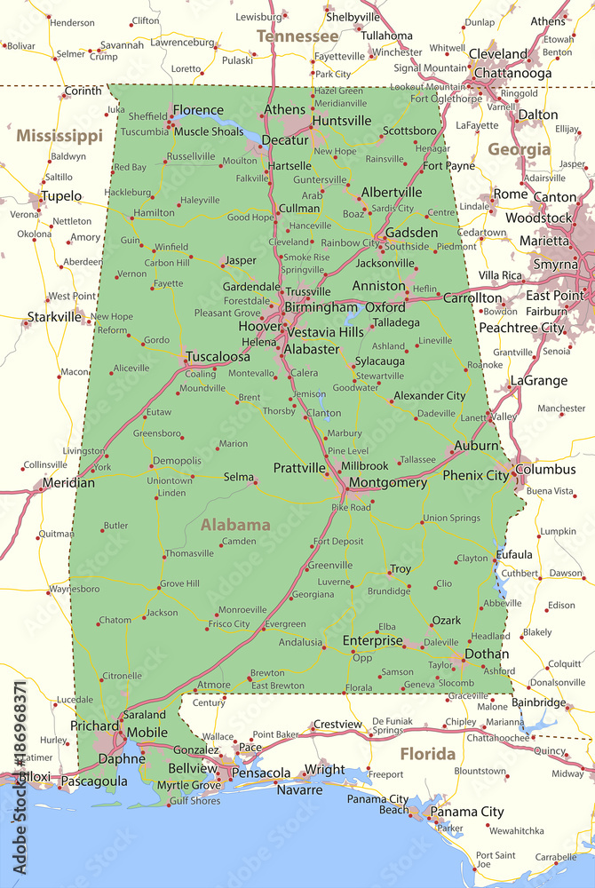 Alabama-US-States-VectorMap-A Stock Vector | Adobe Stock