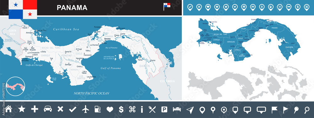 Panama - infographic map - Detailed Vector Illustration Stock Vector ...