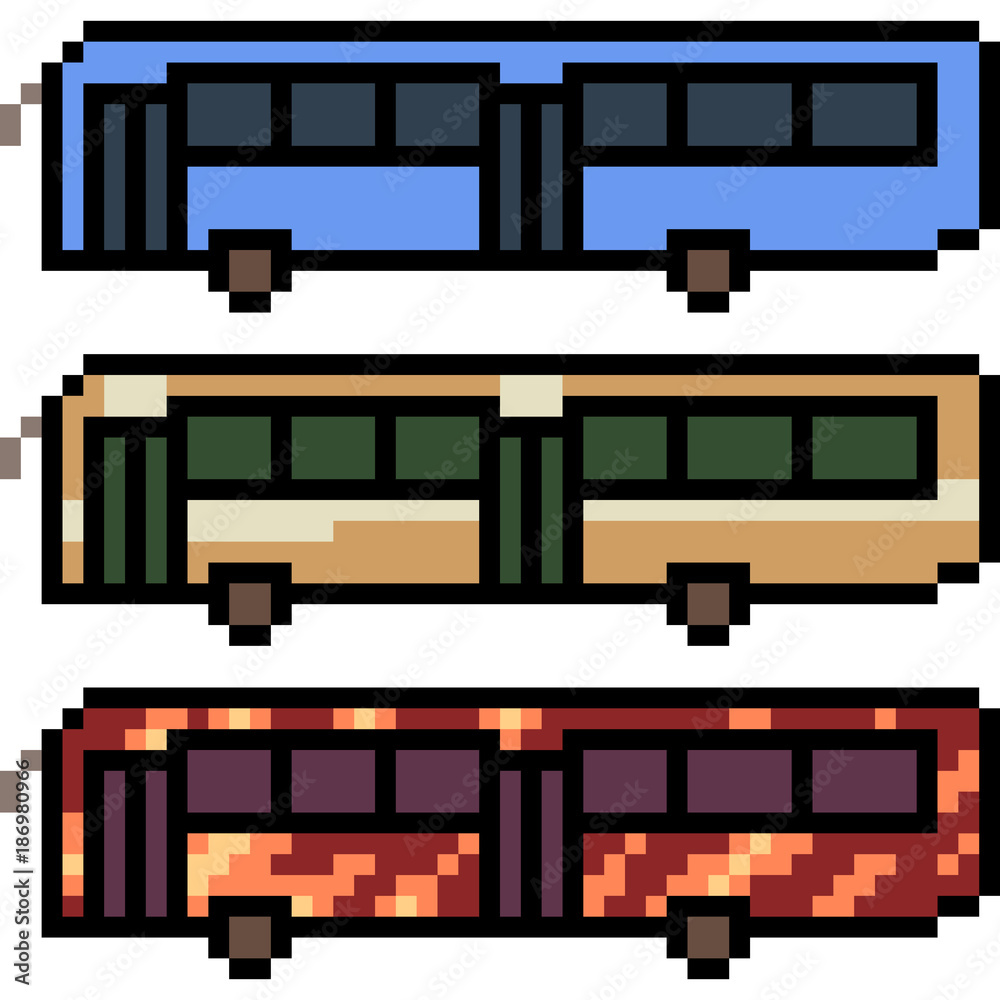 vector pixel art bus Stock Vector | Adobe Stock