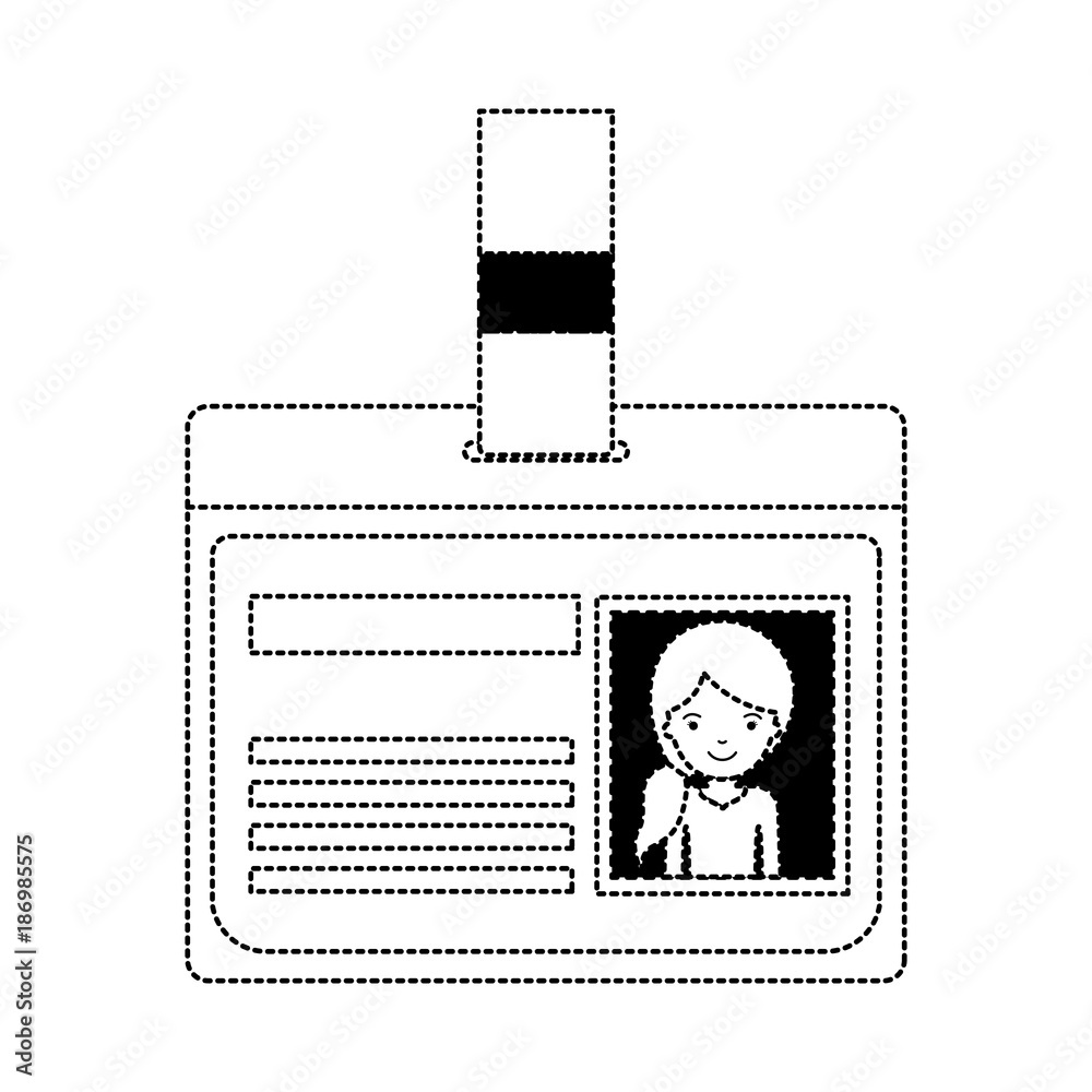 identification card with half body woman picture with pigtail hairstyle ...