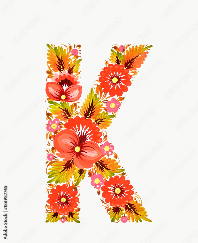 Vintage flower alphabet. Letter collection.Romantic inscription ...