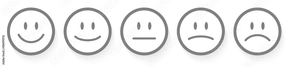 5 Smileys Grey Stock Vector | Adobe Stock