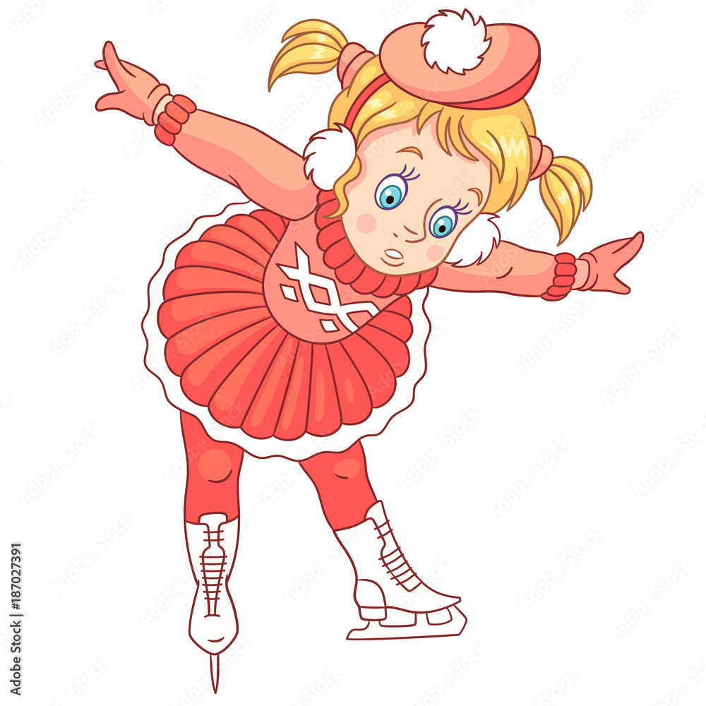 Kids Leisure Activities. Cartoon girl learning how to skate. Design for ...