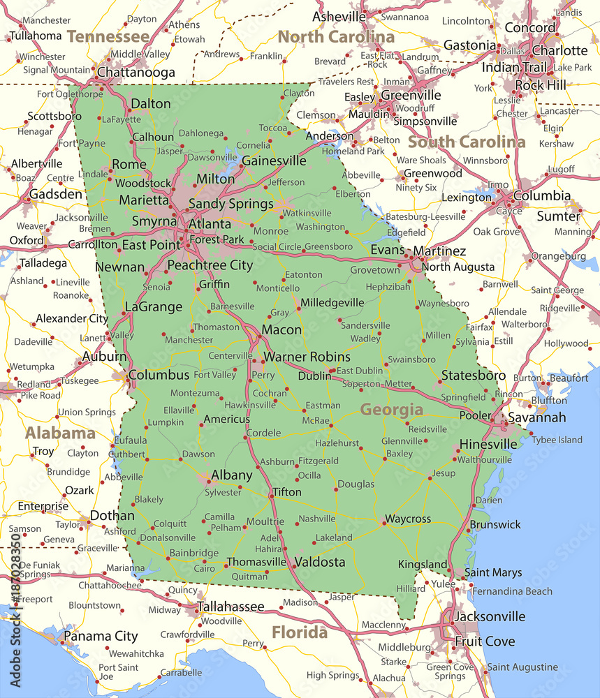 Georgia-US-States-VectorMap-A Stock Vector | Adobe Stock