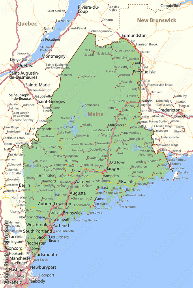 Maine-US-States-VectorMap-A Stock Vector | Adobe Stock