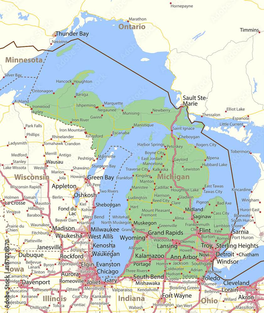 Michigan-US-States-VectorMap-A Stock Vector | Adobe Stock