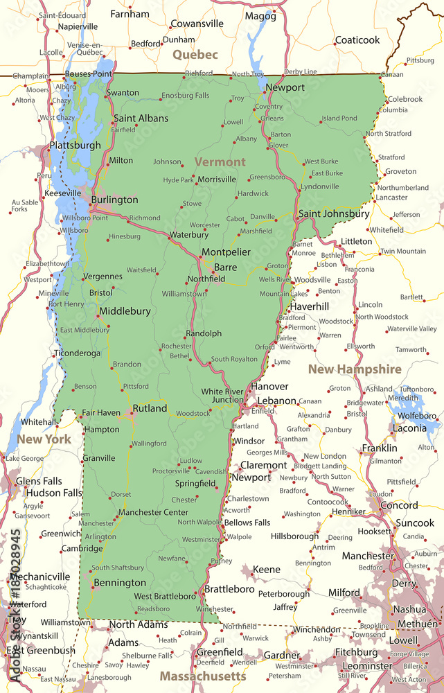 Vermont-US-States-VectorMap-A Stock Vector | Adobe Stock