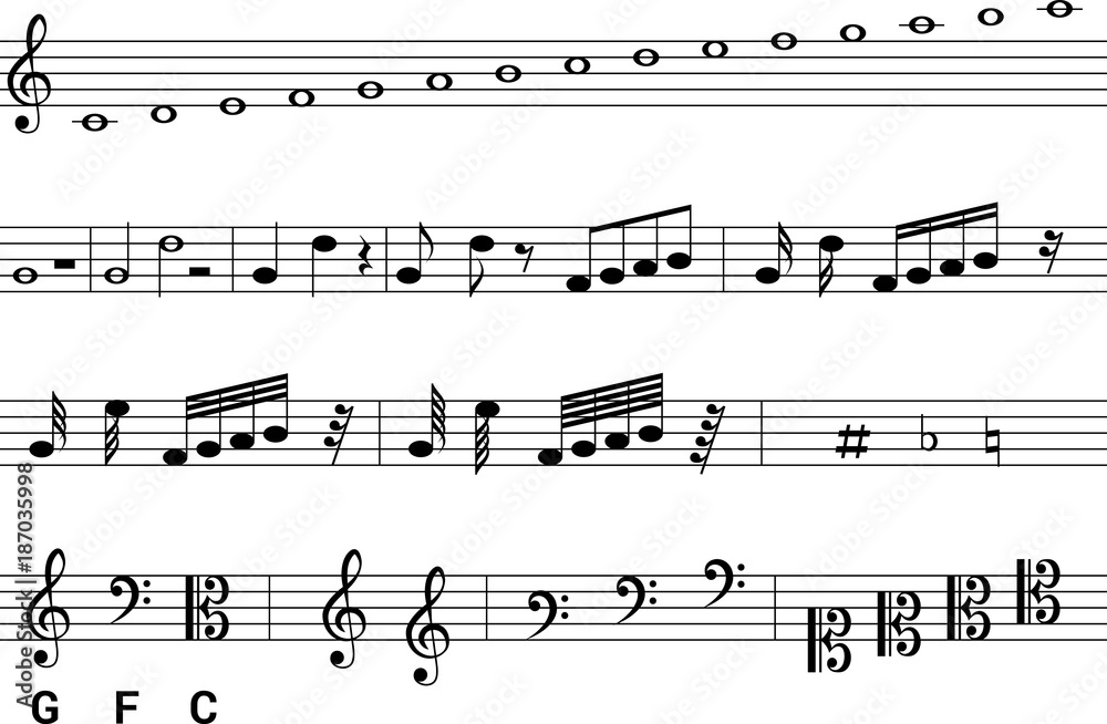 isolated symbols music notation Stock Vector | Adobe Stock