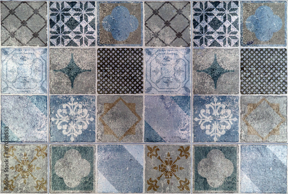 Beautiful tile with a drawings Stock Photo | Adobe Stock