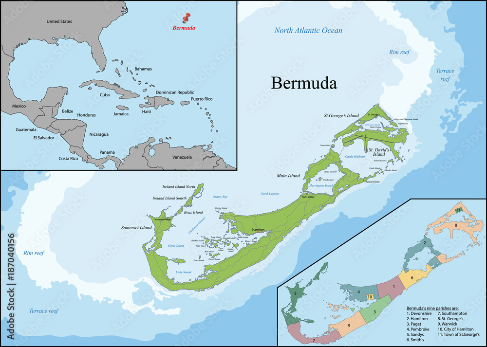 Map of Bermuda Stock Vector | Adobe Stock