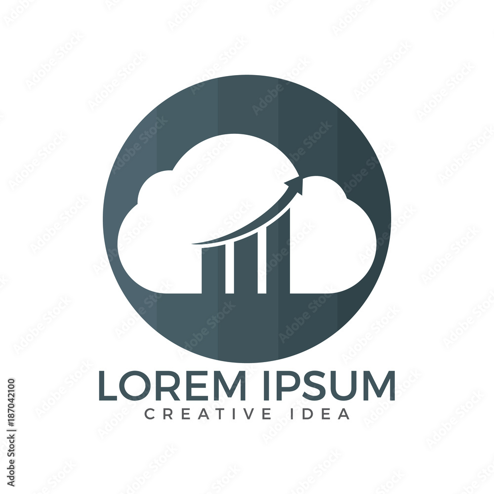 Vector logo combination of a cloud and financial graph. Cloud Statistic ...