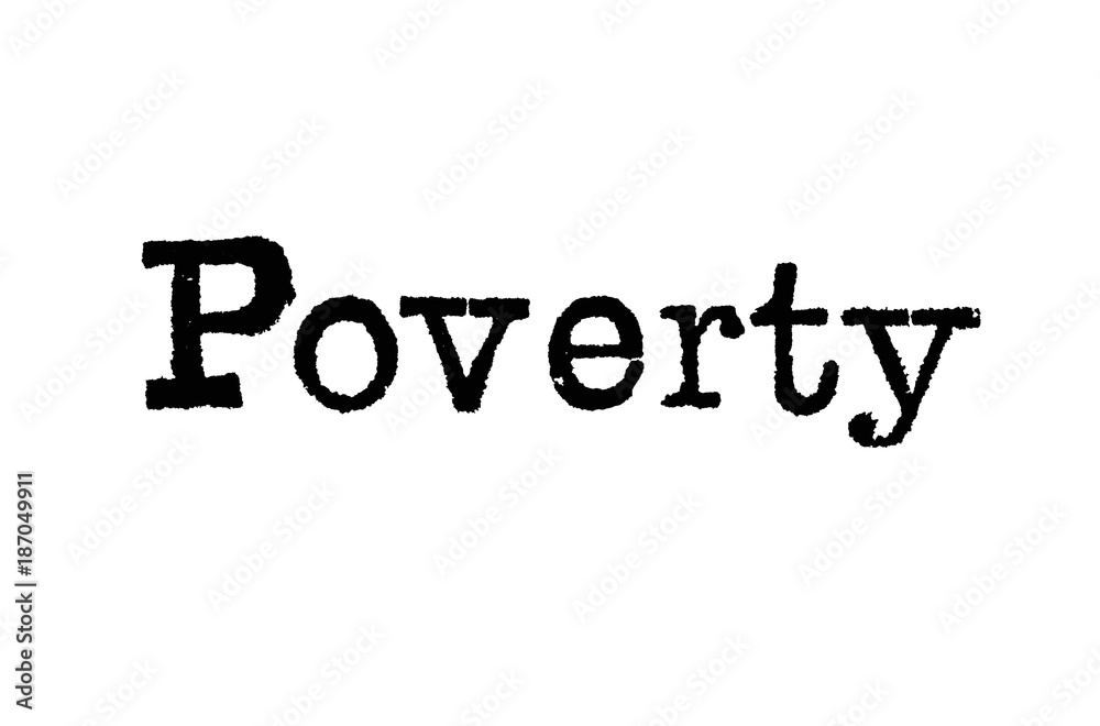 The word "Poverty" from a typewriter on a white background Stock Photo ...