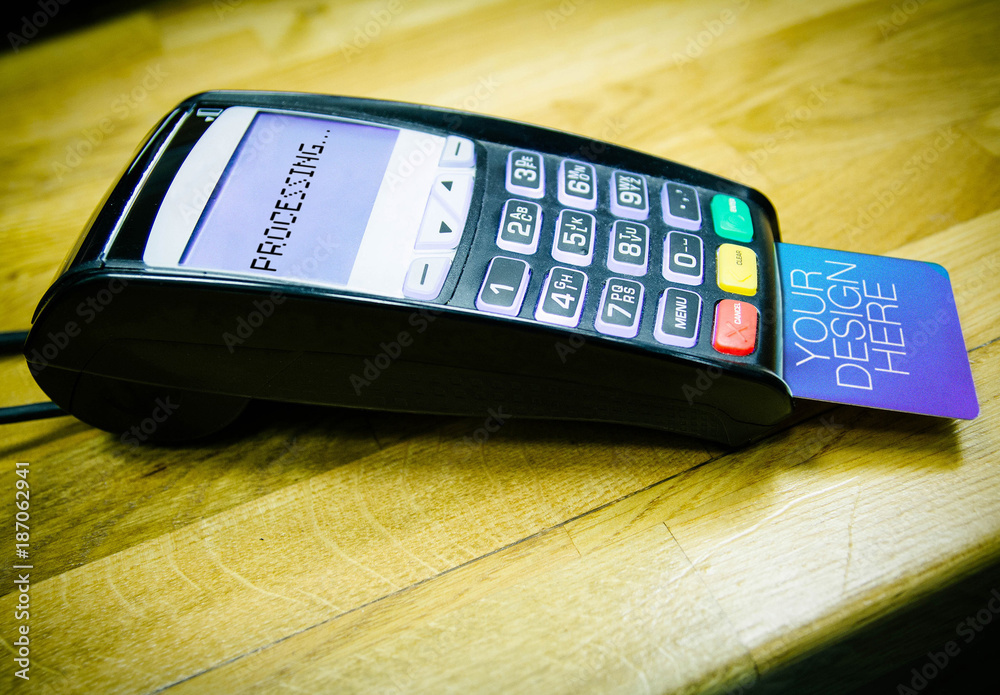POS Terminal and Credit Card Mockup Stock Template | Adobe Stock