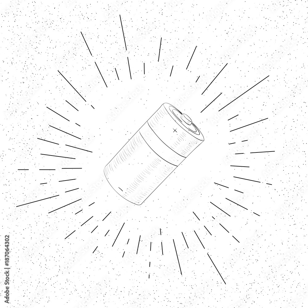 Hand Drawn Symbol of Battery - Doodle Vector Hatch Icon Stock Vector ...