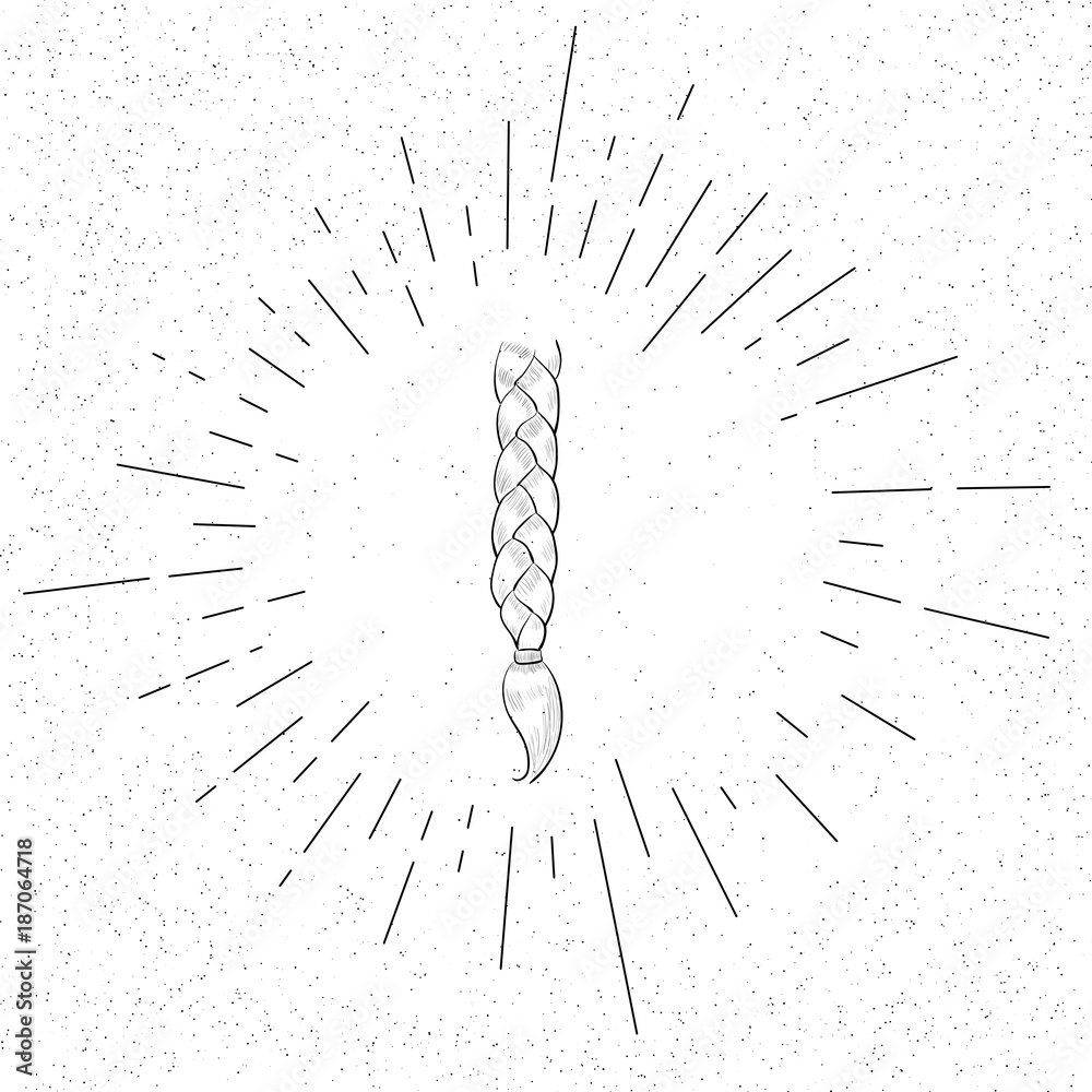 Hand Drawn Symbol of Long Hair Braid - Doodle Vector Hatch Icon Stock ...
