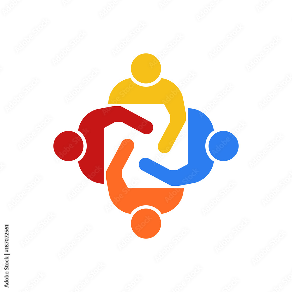 Teamwork Group of Four People Vector Illustration Stock Vector | Adobe ...