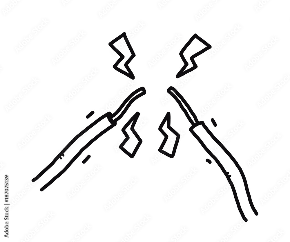 electric spark / cartoon vector and illustration, black and white, hand ...