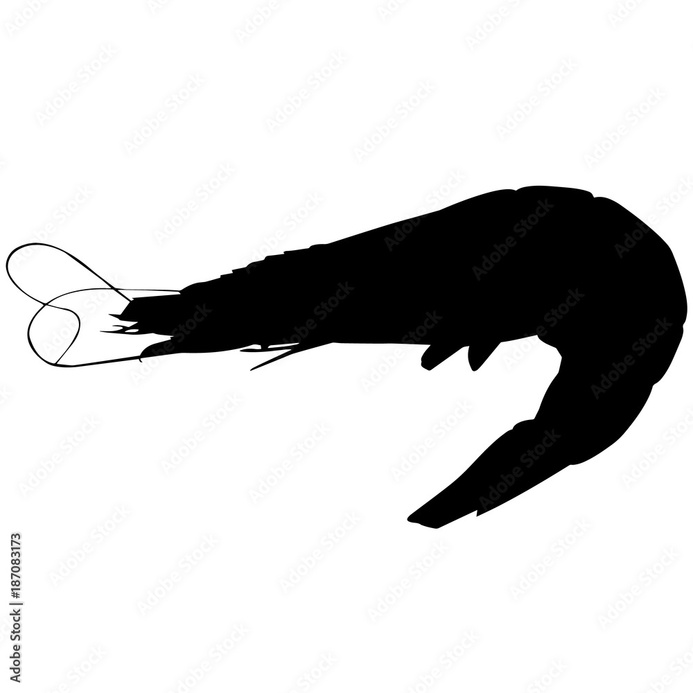 Shrimp Silhouette Vector Graphics Stock Vector | Adobe Stock