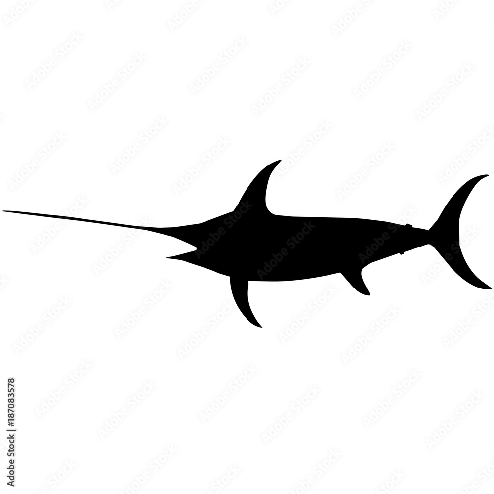 Sword fish Silhouette Vector Graphics Stock Vector | Adobe Stock