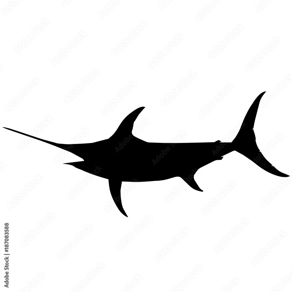 Sword fish Silhouette Vector Graphics Stock Vector | Adobe Stock