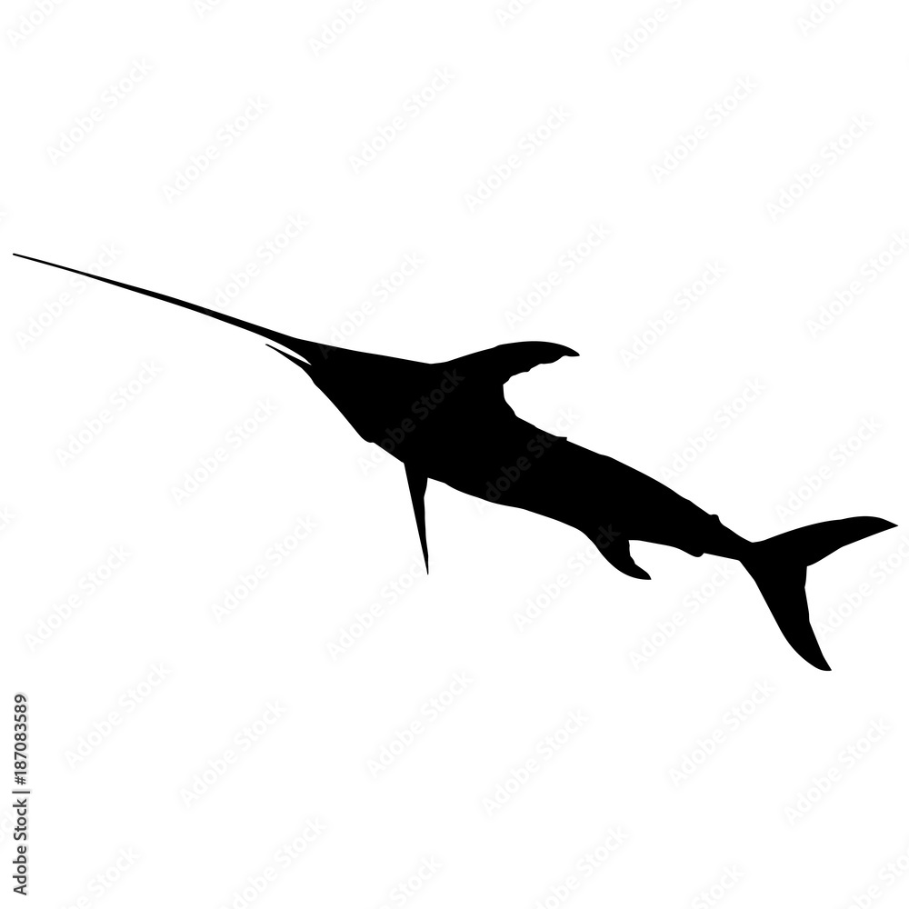 Sword fish Silhouette Vector Graphics Stock Vector | Adobe Stock