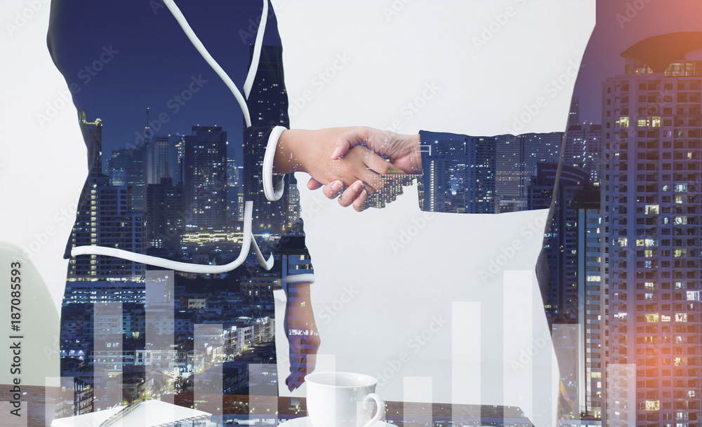 Business handshake. Two business people shaking hands in the office ...