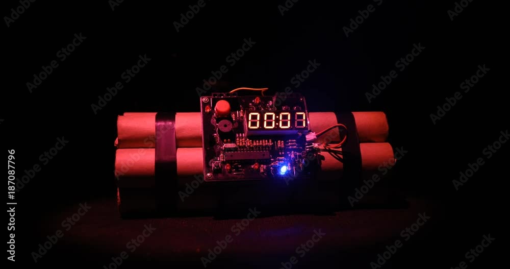Countdown Explosive Tnt Bomb With Digital Timer. Dynamite bomb disposal ...