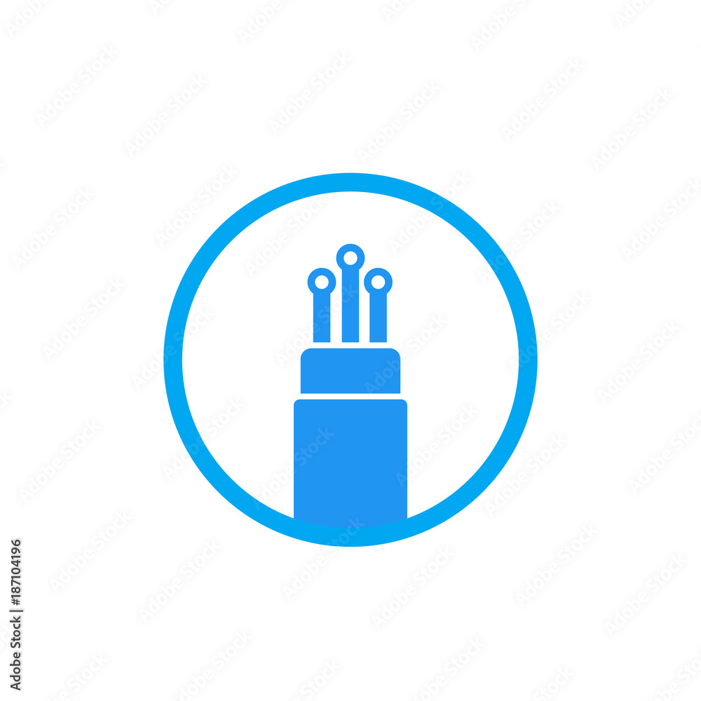 optic fiber cable icon on white Stock Vector | Adobe Stock