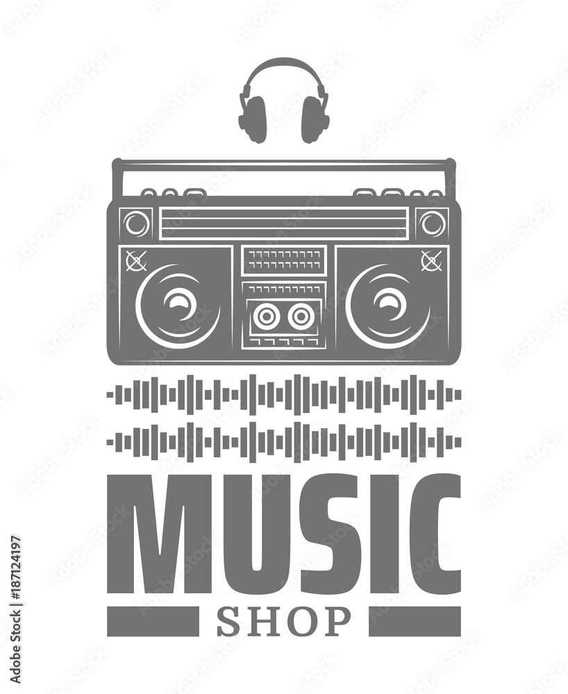 Music design concept with Old fashioned, retro style audio tape ...