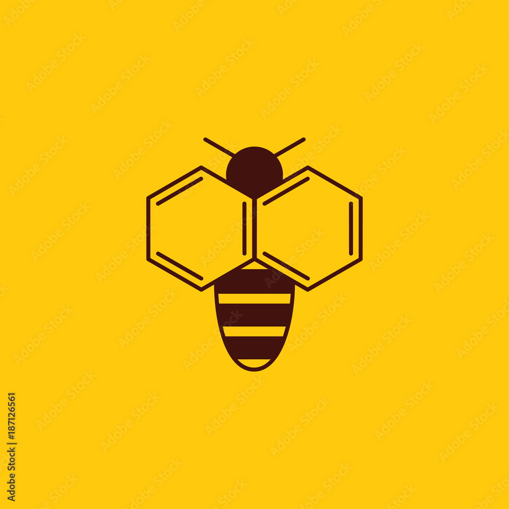 Vector illustration of bee logo on honey background. Bee logotype Stock ...