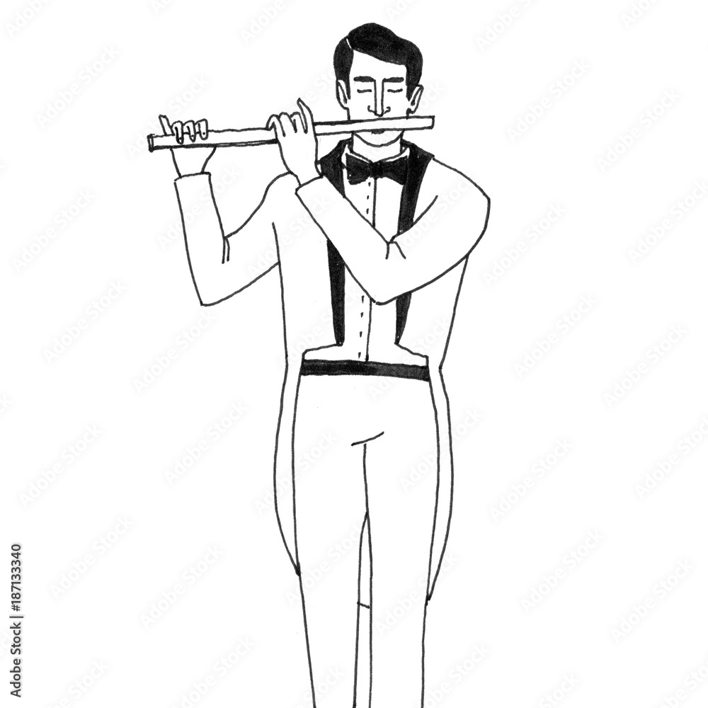 Flute Player Drawing
