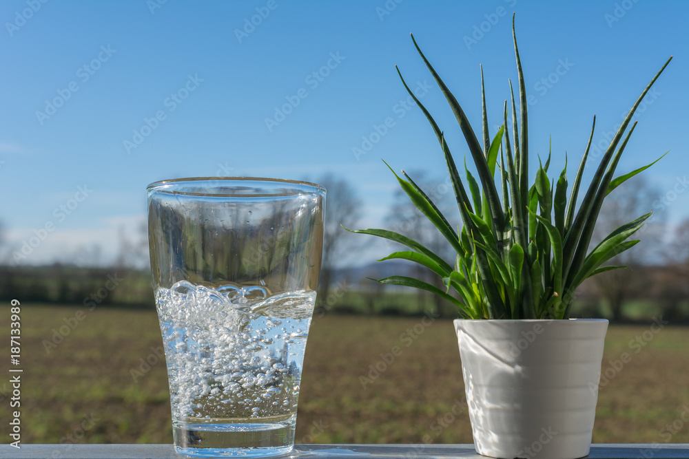 Wasser mit Sprudel im Glas Stock Photo | Adobe Stock