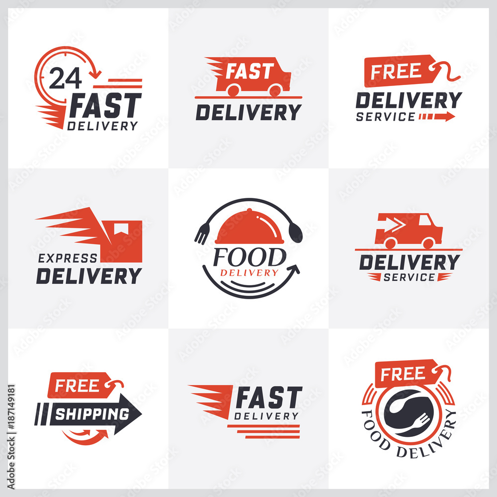 Vecteur Stock Set of delivery labels for online shopping. Worldwide ...