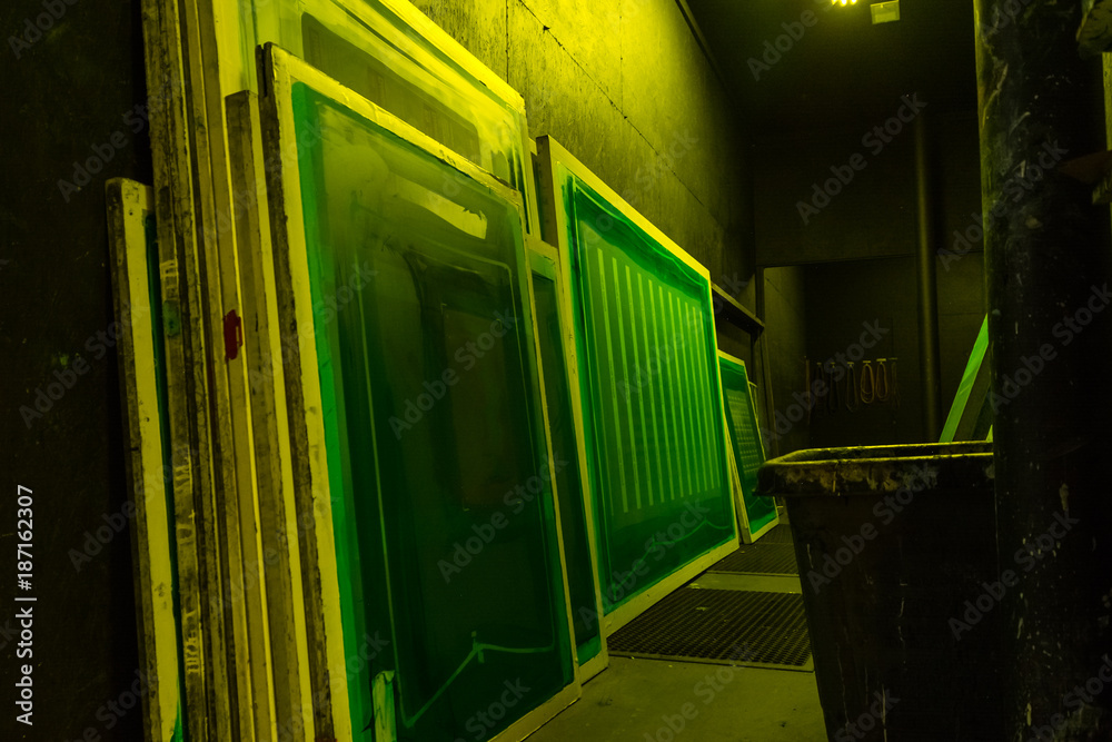 Screen Printing Large Format Screens Signage Industry Production Stock ...
